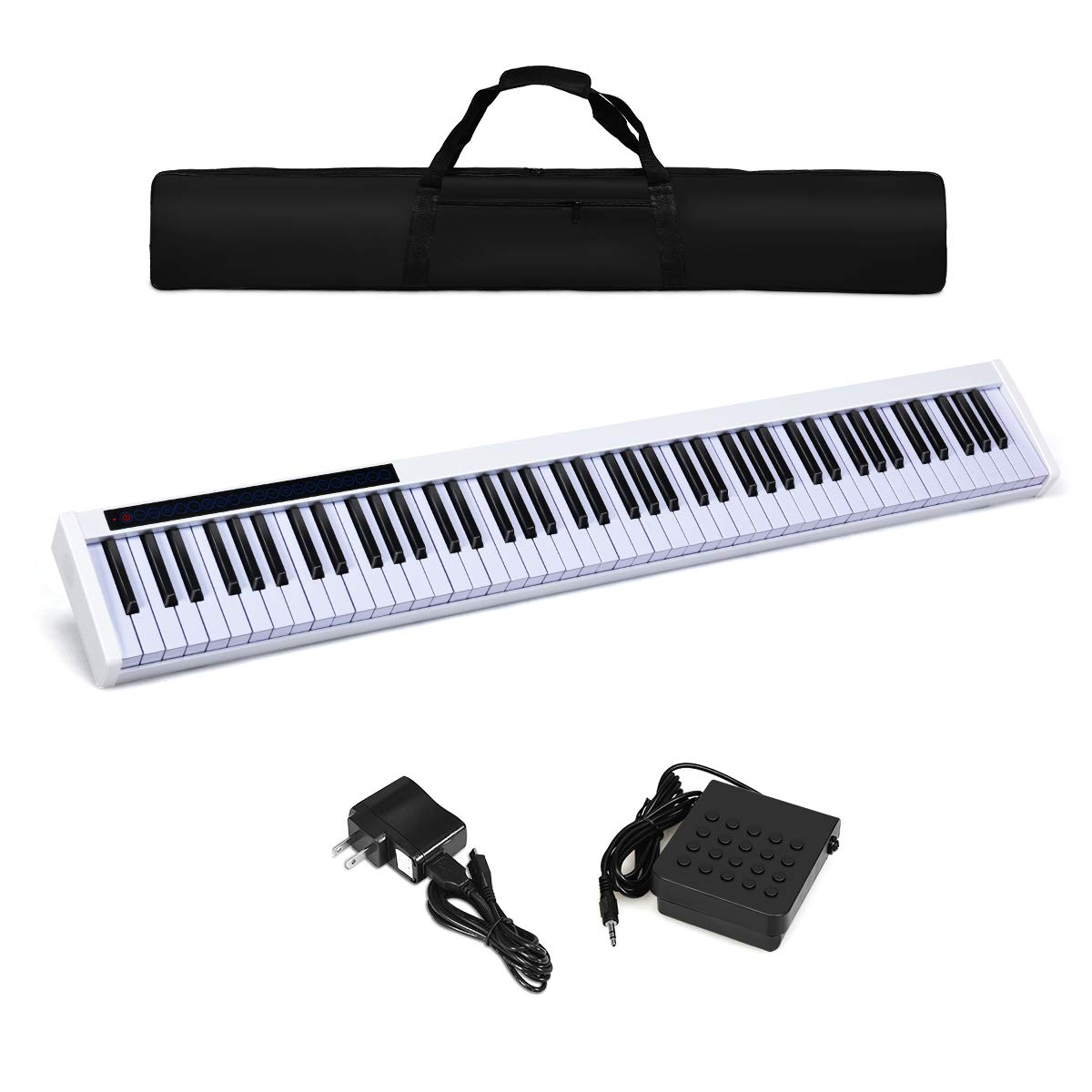Moccha 88-key Electric Keyboard, Portable Digital Piano w/Dynamic Adjustment, Bluetooth Function, MIDI/USB Interface, External Speaker, Sustain Pedal, 128 Rhythm & 128 Tone, Power Supply (Black)