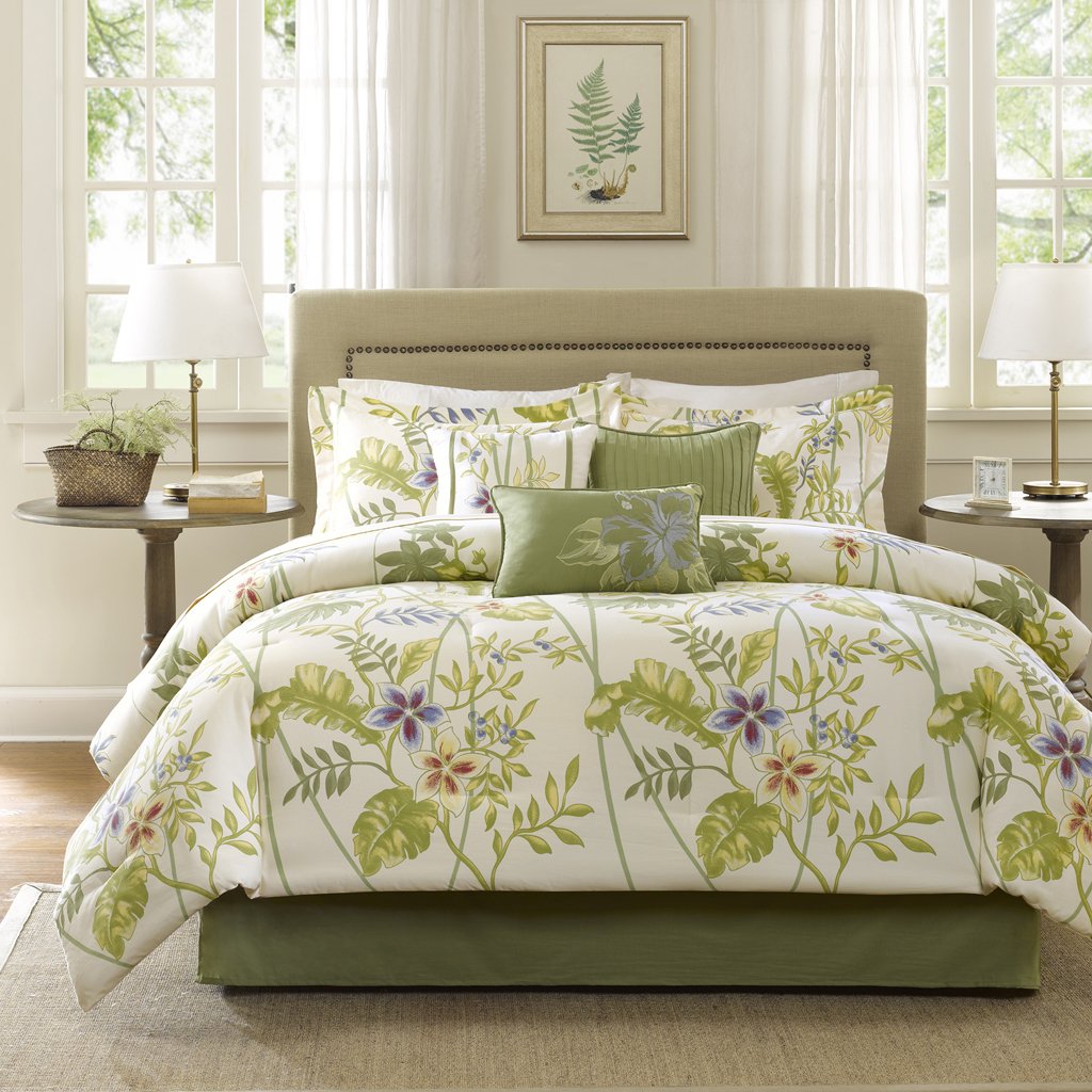 Madison Park Kannapali 7 Piece Comforter Set Green Queen