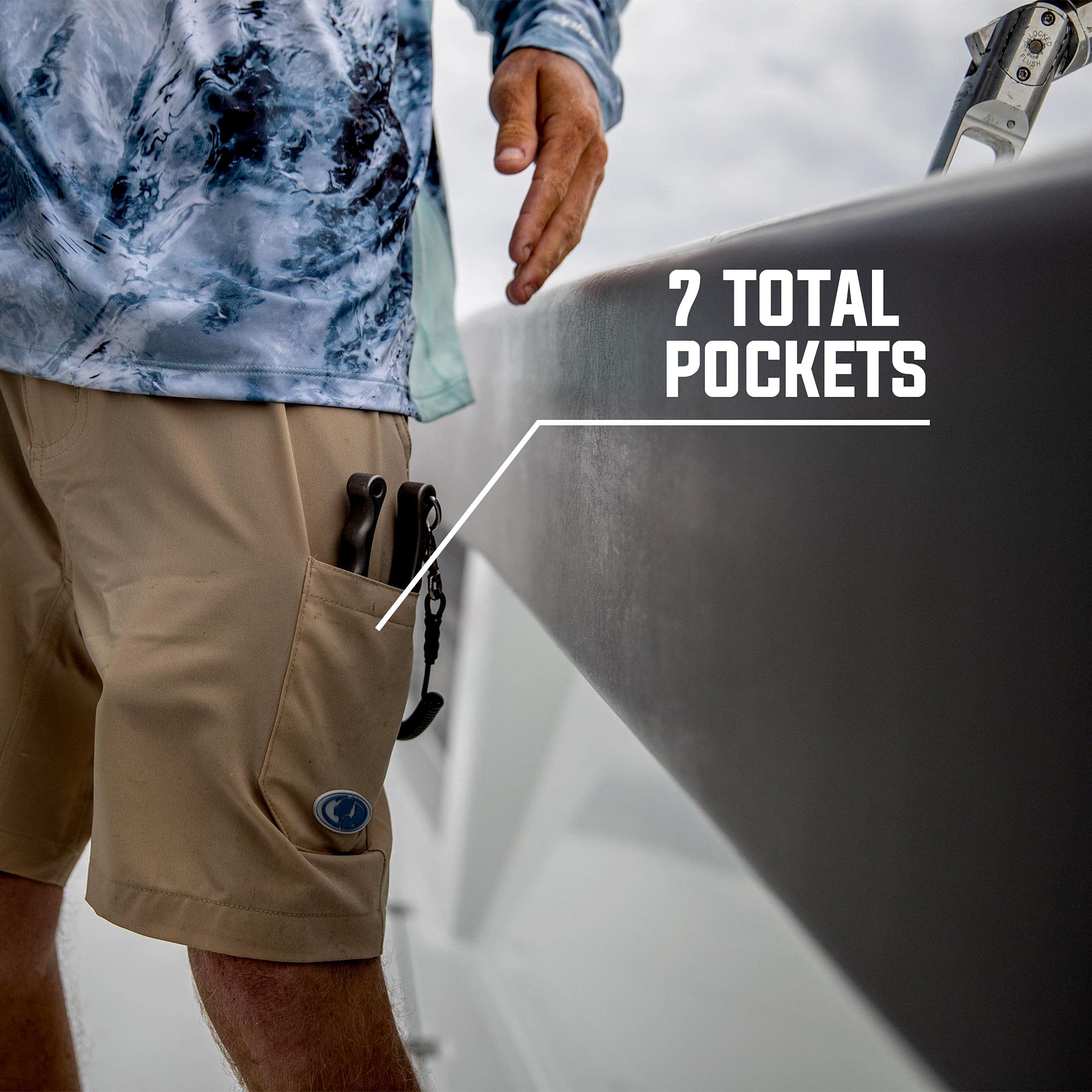 Mossy Oak Standard Fishing Shorts for Men Quick Dry Flex, Charcoal, XX-Large