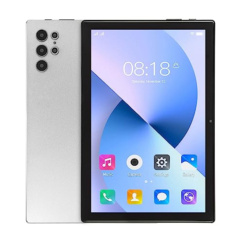 MAVIS LAVEN WiFi Computer Tablet, 8 Core MT6753 CPU 8MP 24MP Dual Camera Tablet 100-240V US Plug 128GB ROM Dual Speakers for Office (Silver Gray)