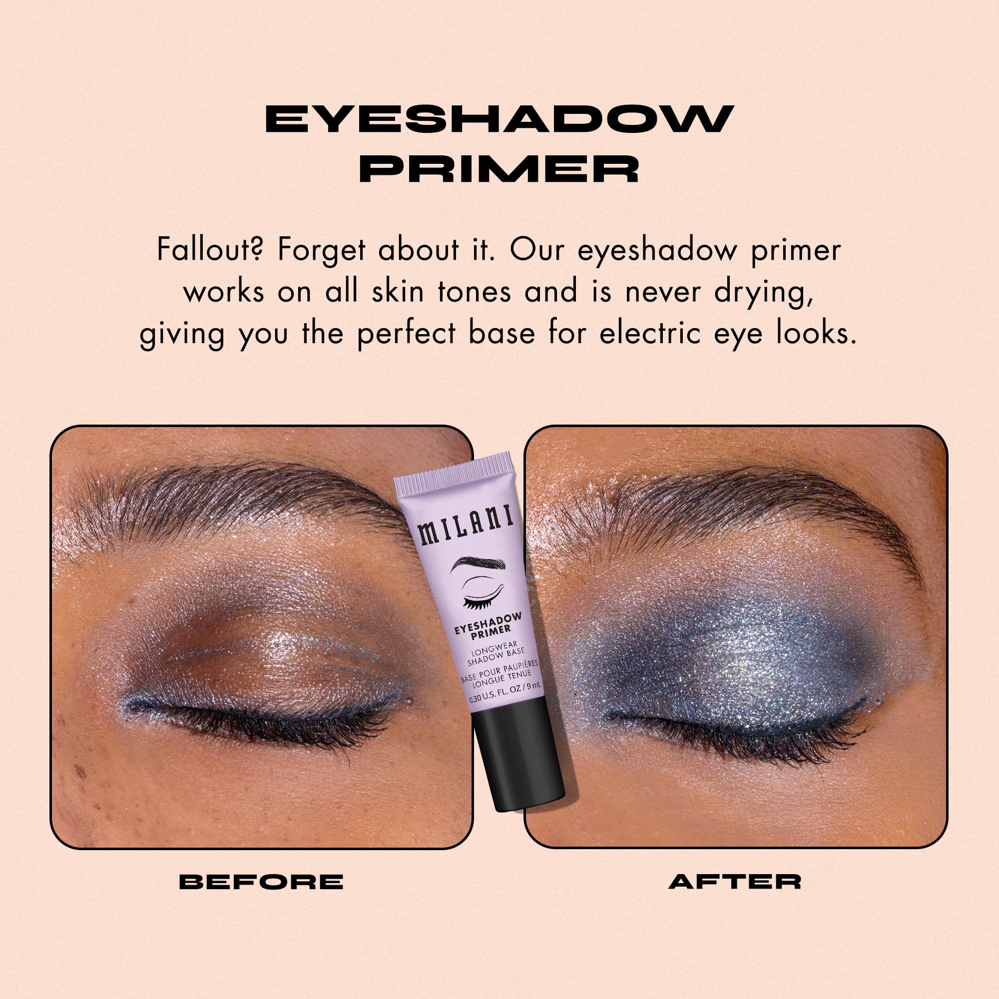 Milani Eyeshadow Primer + Gilded Mini Eyeshadow Palette - The Wine Down + Highly Rated Anti-Gravity Black Mascara with Castor Oil and Molded Hourglass Shaped Brush