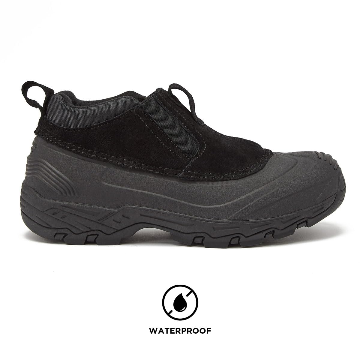 LONDON FOG Bronson Slip On Snow Boots for Men Waterproof Shoes - Suede Insulated Winter Boots for Men - Black, 11 Medium