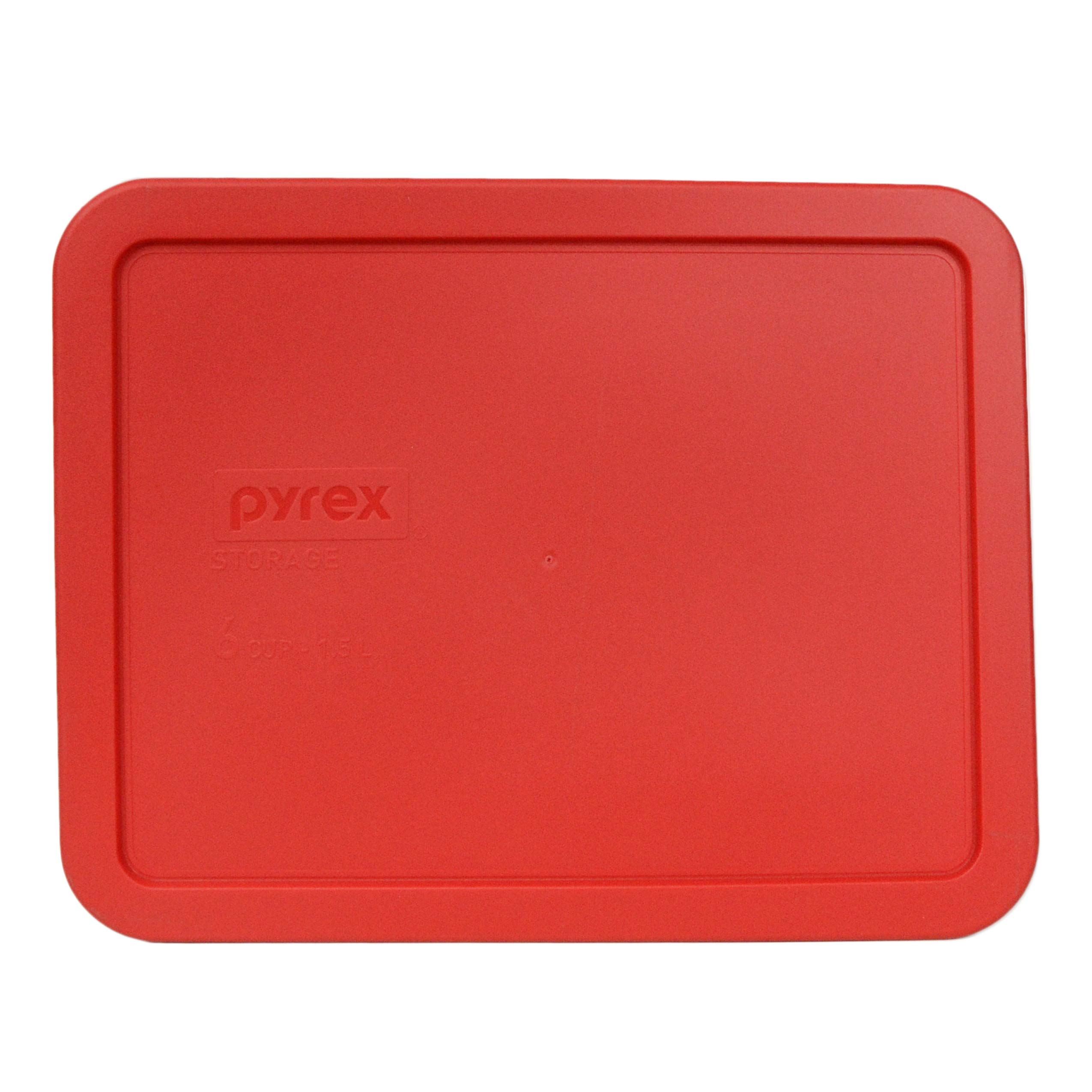 Pyrex Bundle - 5 Items: (2) 7200-PC 2-Cup Orange Lids, (1) 7201-PC 4-Cup Cadet Blue Lid, (1) 7210-PC 3-Cup Light Green Lid, (1) 7211-PC 6-Cup Red Lid Made in the USA
