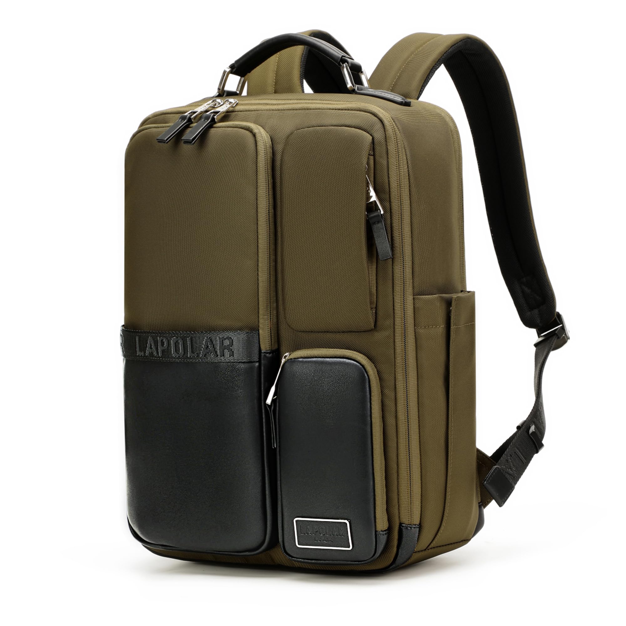 LAPOLAR 15.6 Inch Carry on Backpack, Outdoor Travel Laptop Backpack, Multifunctional Daily Business Computer Backpack Durable Water Backpack (Army green)