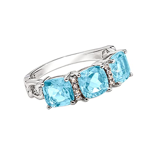 Stauer Women's Sky Blue Topaz Three Stone Ring 2.5 Carats Whole Size7