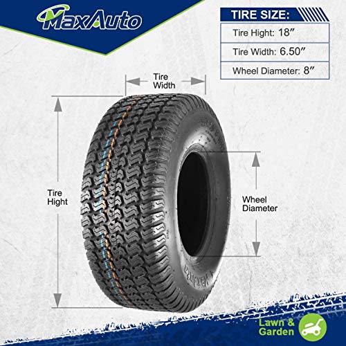 MaxAuto 18X6.50-8 18x6.5x8 Turf Saver Lawn Mower Golf Cart Tire 4PR, Set of 2