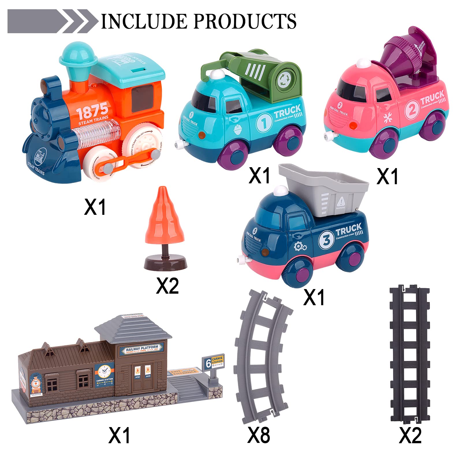 train sets for boys 2-4, Electric Train Toys, Battery Operated Train and Circular Train Track, for 3 4 5 6 7 8+ year old Kids Toddlers