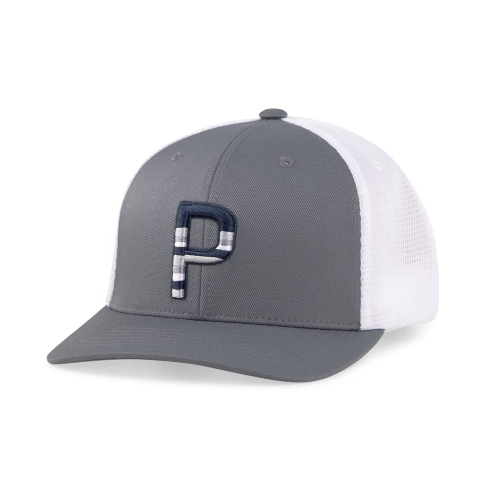Puma Golf Men's Sundown Trucker P Hat, Quiet Shade-Navy Blazer-Bright White-High Rise, One Size