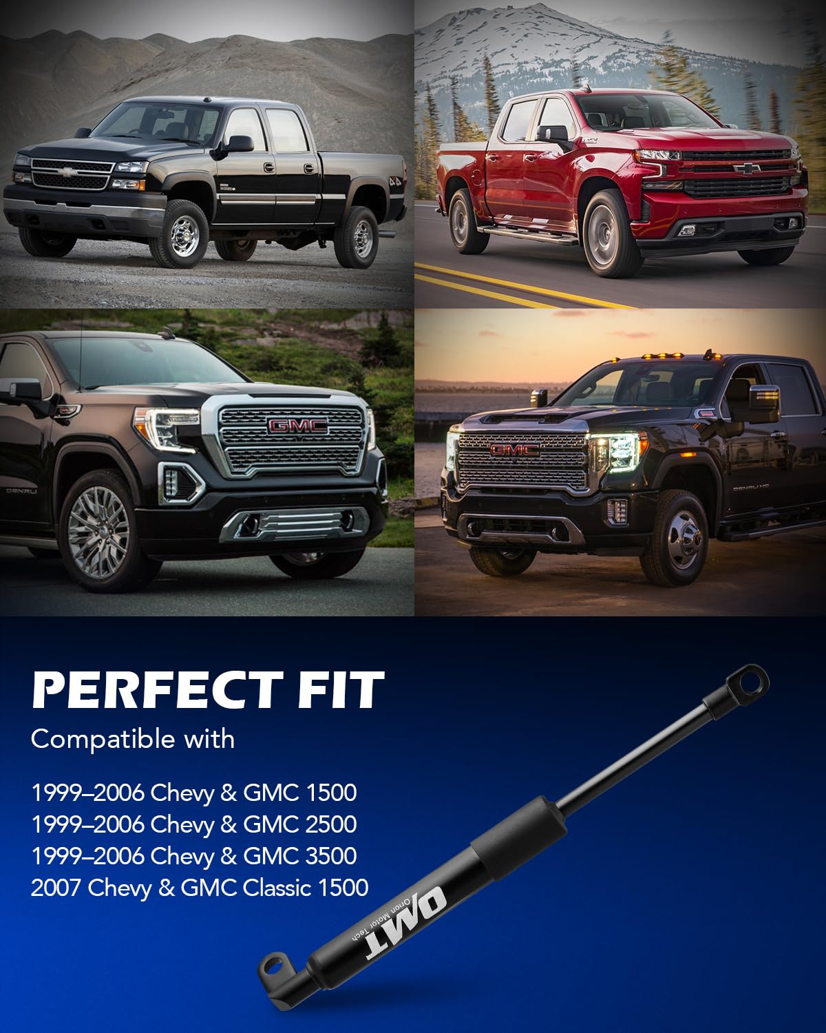 Orion Motor Tech Compatible with 1999-2006 Chevy Silverado Sierra Tailgate Assist, Truck Tail Gate Lift Assist Tailgate Shock Compatible with GMC Sierra 1500 2500 3500 Models & 2007 Classic Models