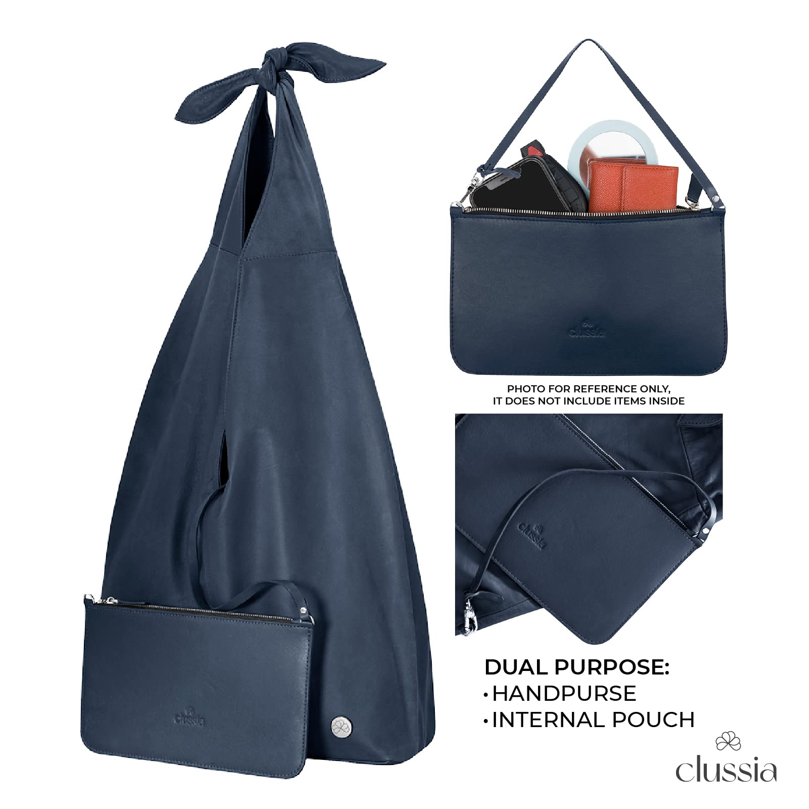 Style à la Porte Eggplant Leather Hobo Bag from 100% Luxury Light-Weighted Calf Leather with Removable Wristlet Pouch DELUXE | Bolso Cuero Berenjena