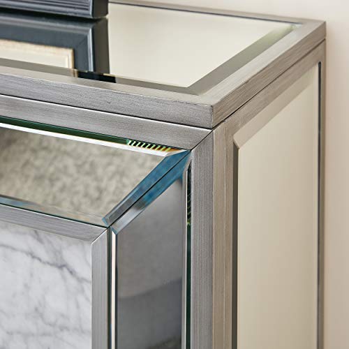 SEI Furniture Trandling Mirrored & Faux Marble Color Changing Electric Fireplace, Antique Silver-White Marble
