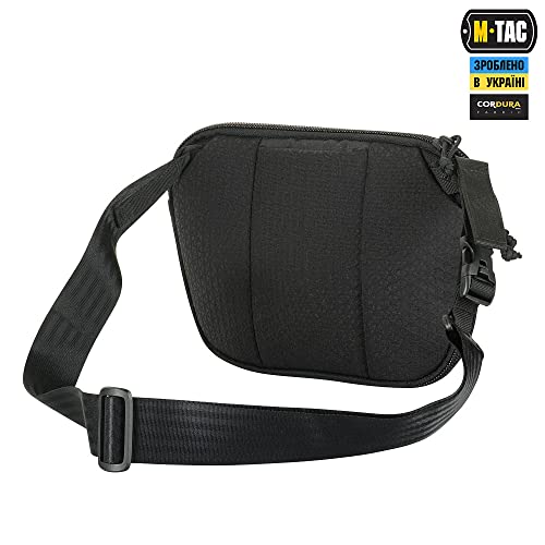 M-Tac Tactical Large Crossbody Bag for Men - Concealed Carry Sling Bag - Black CCW Chest Bag - Elite Sphaera Shoulder Bag (Hex, Loop Panel)