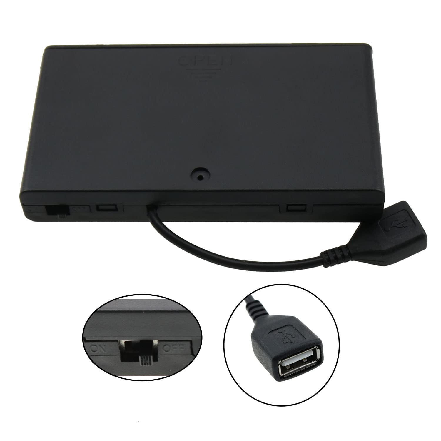 ZZHXSM AA Battery Holder USB Female Socket 8 Slots AA Battery Case Box USB Port Power Supply Battery Box with ON-Off Switch and Cover 8 x 1.5V
