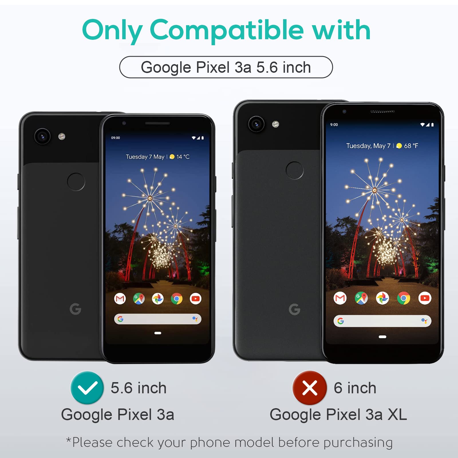 LK 3 Pack Screen Protector Compatible for Google Pixel 3a [Not Fit for Google Pixel 3a XL], HD Transparent, Easy Frame Installation, Tempered Glass, Bubble Free, Anti-Scratch