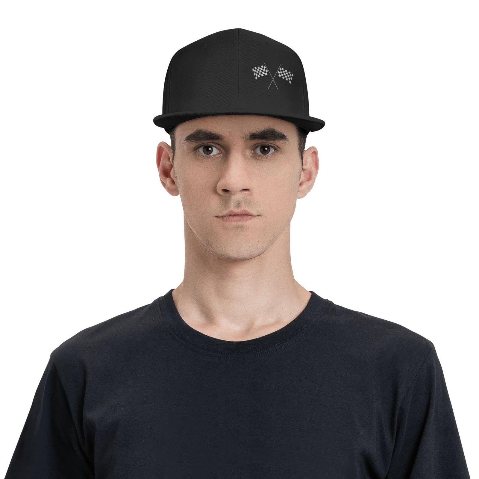 Race Flag Snapback Hat for Men Women Black Adjustable Classic Adult Baseball Dad Hat Vintage Flat Bill Hip Hop Cap