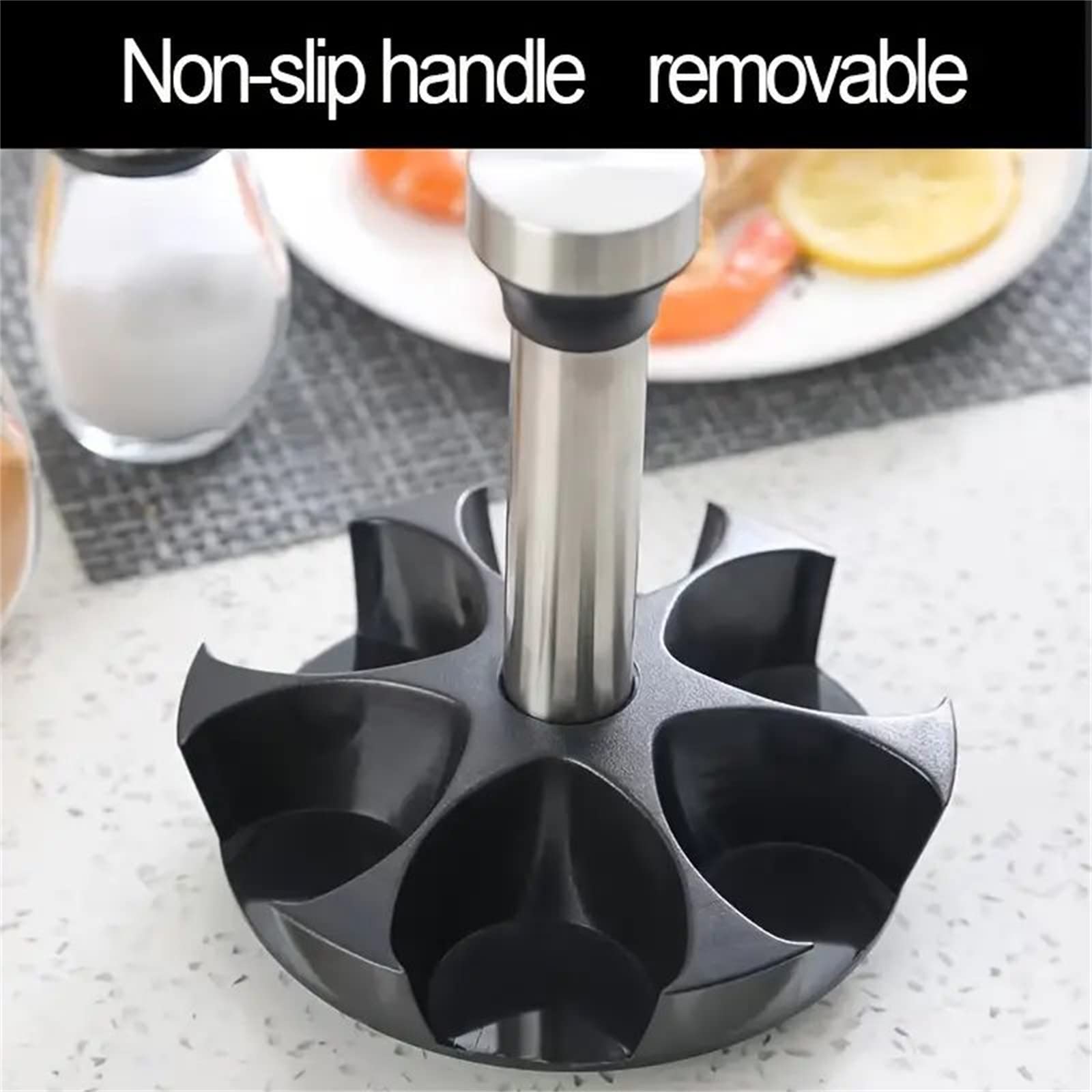 Pantry Cabinet Stainless Steel Black Spice Rack Turntable - Decorative Trays Storage Containers Organizer for Kitchen Cabinet, Snacks, Bathroom (5.4 inches)