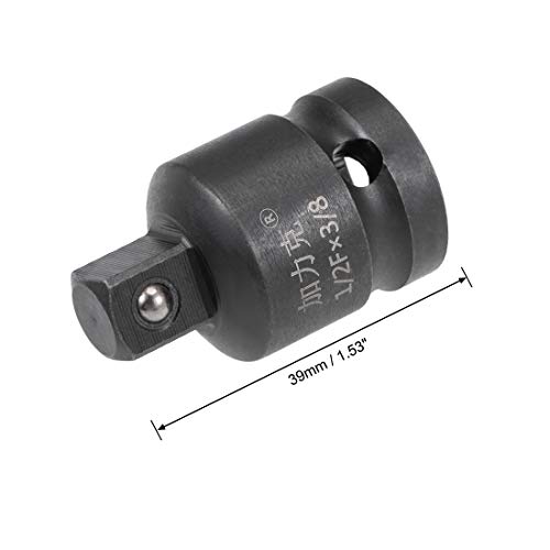uxcell 2pcs 1/2" Drive (Female) x 3/8" (Male) Impact Socket Reducer for Use with Air Impact Drivers, Breaker Bars, Ratchets, CR-MO Steel