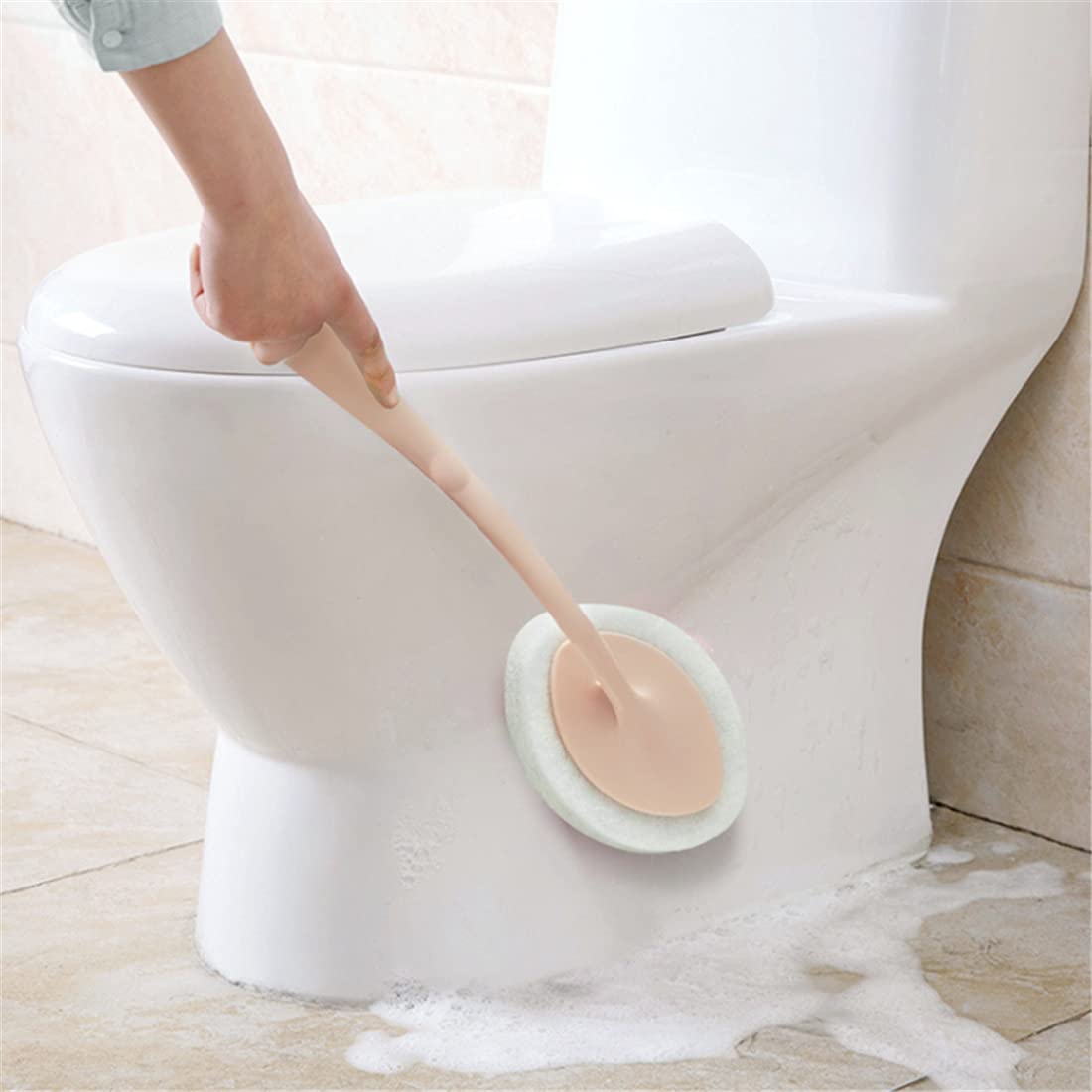 Long Handle Brush Eraser Magic Sponge DIY Cleaning Sponge for Dishwashing Kitchen Toilet Bathroom Wash Cleaning Tool Accessory