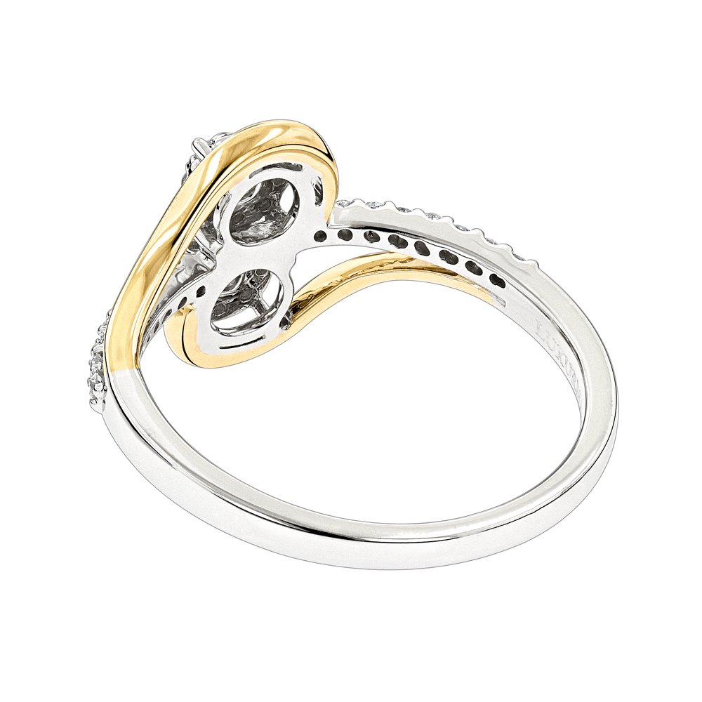 Luxurman Love & Friendship 14K 2 Cluster Natural 0.25 Ctw Diamond Ladies Ring (White & Yellow Gold Size 7)