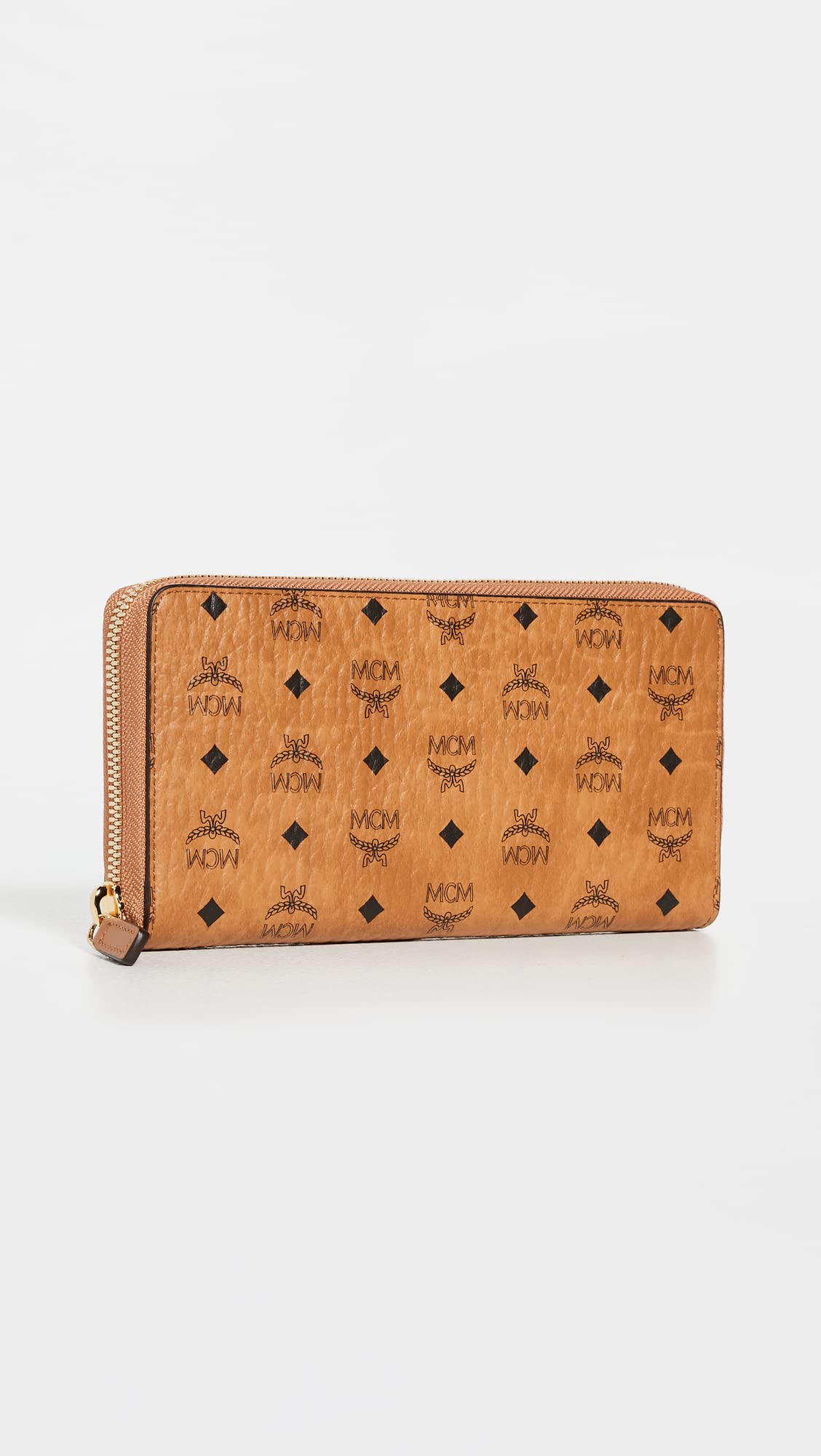 MCM Women's Vis Org Zip Lrg Wallet Tech, Cognac, Tan, Graphic, One Size