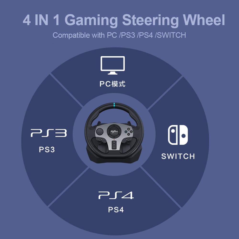 Racing Steering Wheel Gaming Racing Wheel, Used - Like New PXN Driving Wheel Volante PC 270/900 Degree Vibration and Shifter with Pedals for PC,PS3,PS4 (V9-1)