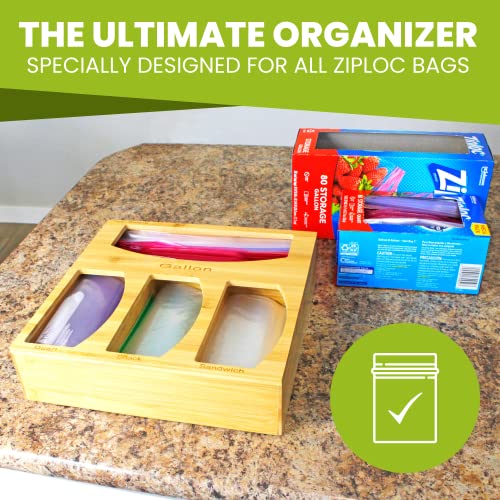 Top Boleng Bamboo Plastic Ziplock Bag Organizer Storage for a Kitchen Drawer and Kitchen Organization, Compatible With Most Ziplock Sandwich and Snack Variety Bags