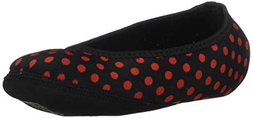 Nufoot Ballet Flats Women's Shoes Foldable & Flexible Flats Slipper Socks Travel Slippers & Exercise Shoes Dance Shoes Yoga Socks House Shoes Indoor Slippers Black with Red Polka Dots Small