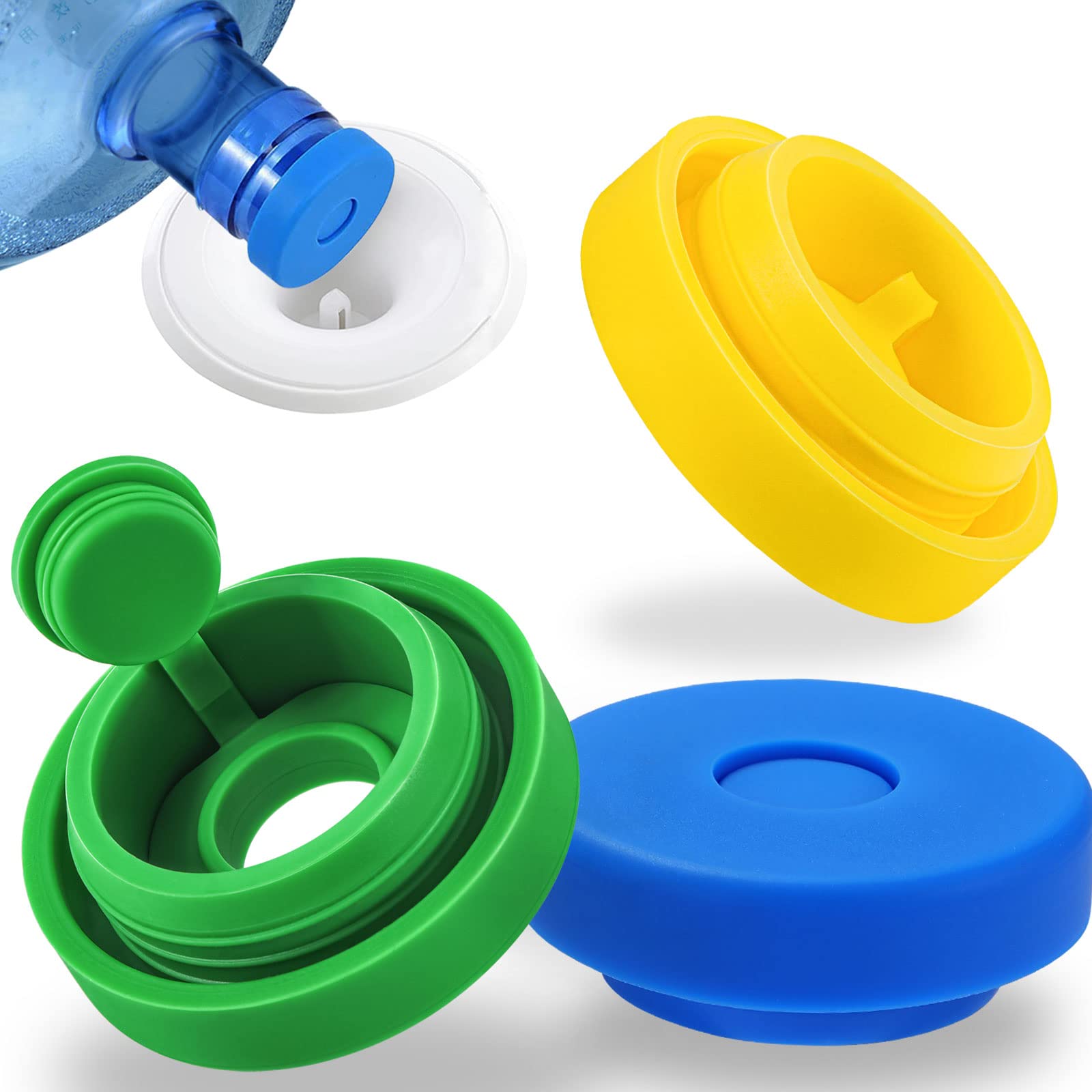 Striludo 3 Packs 5 Gallon Water Jug Cap,Reusable 5 Gal Caps for Water Jugs,Replacement Water Bottle Lids,Leak Proof Bottle Caps Fit 55mm Bottles,Multiple Colors
