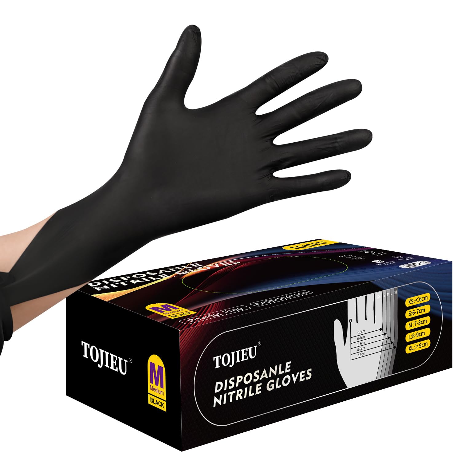 TOJIEU Disposable Nitrile Gloves - Versatile, Powder-Free, Latex-Free Cleaning Gloves for Household Use Large-100pc