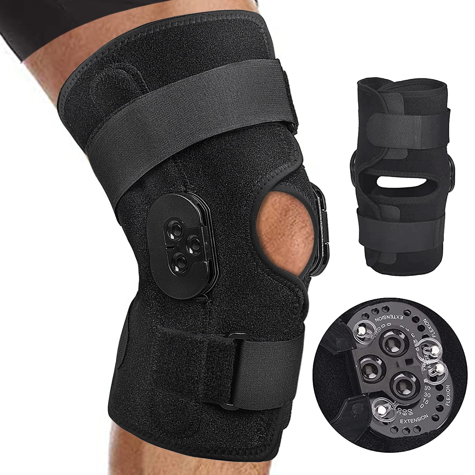 OneBrace Hinged Knee Brace Support - Adjustable Knee Immobilizer Support - Men & Women Leg Stabilizer for ACL/PCL Injuries, Tendon, Patella, Ligament & Meniscus Tear Injuries(Pack of 1)