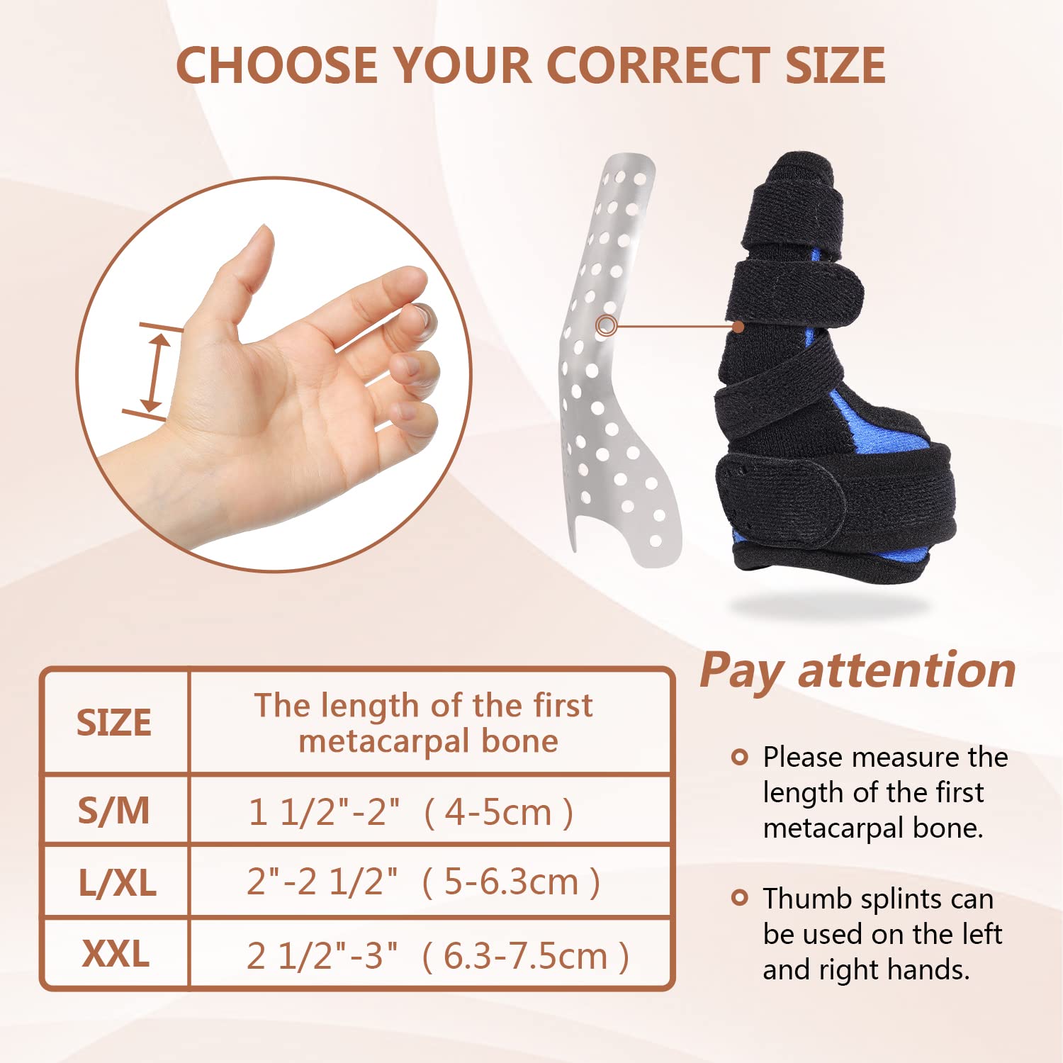Scurnhau Thumb Brace - for Dequervains Tendonitis, Trigger Thumb Splint, Thumb Spica Splint, Night Stabilizer, CMC Joint Thumb Arthritis Brace for Dislocated Sprains Pain Relief - Fits Men and Women