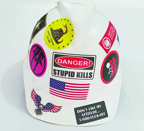 TreeArm Hard Hat Stickers Set of 32 Funny Water Proof Helmet Sticker and Decals with American Flag for Hard Hats Construction Helmet and Tool Box 2.5-3.5 Inch Size