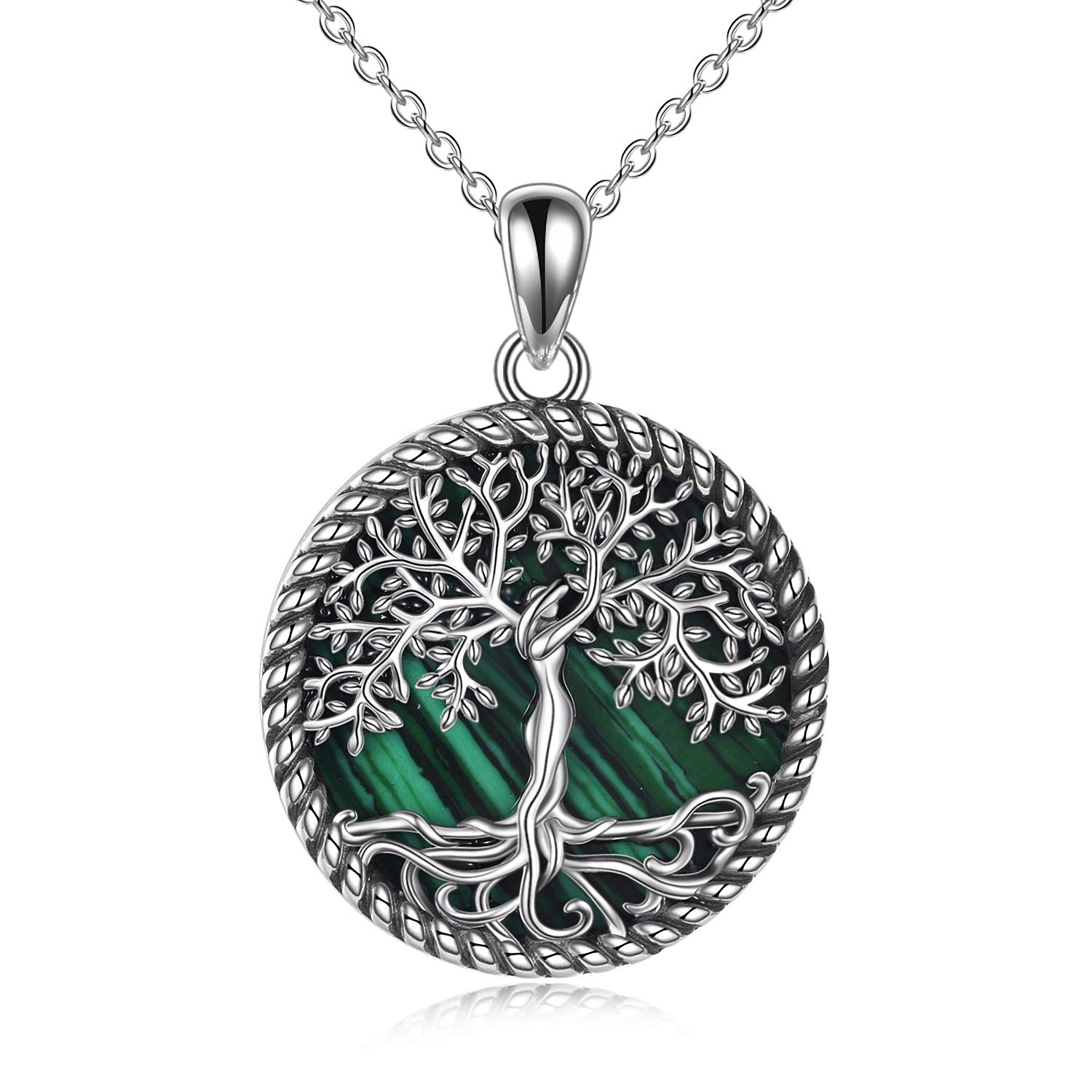 ONEFINITY Malachite Tree of Life Necklace Sterling Silver Malachite Tree of Life Pendant Jewelry for Women Gifts
