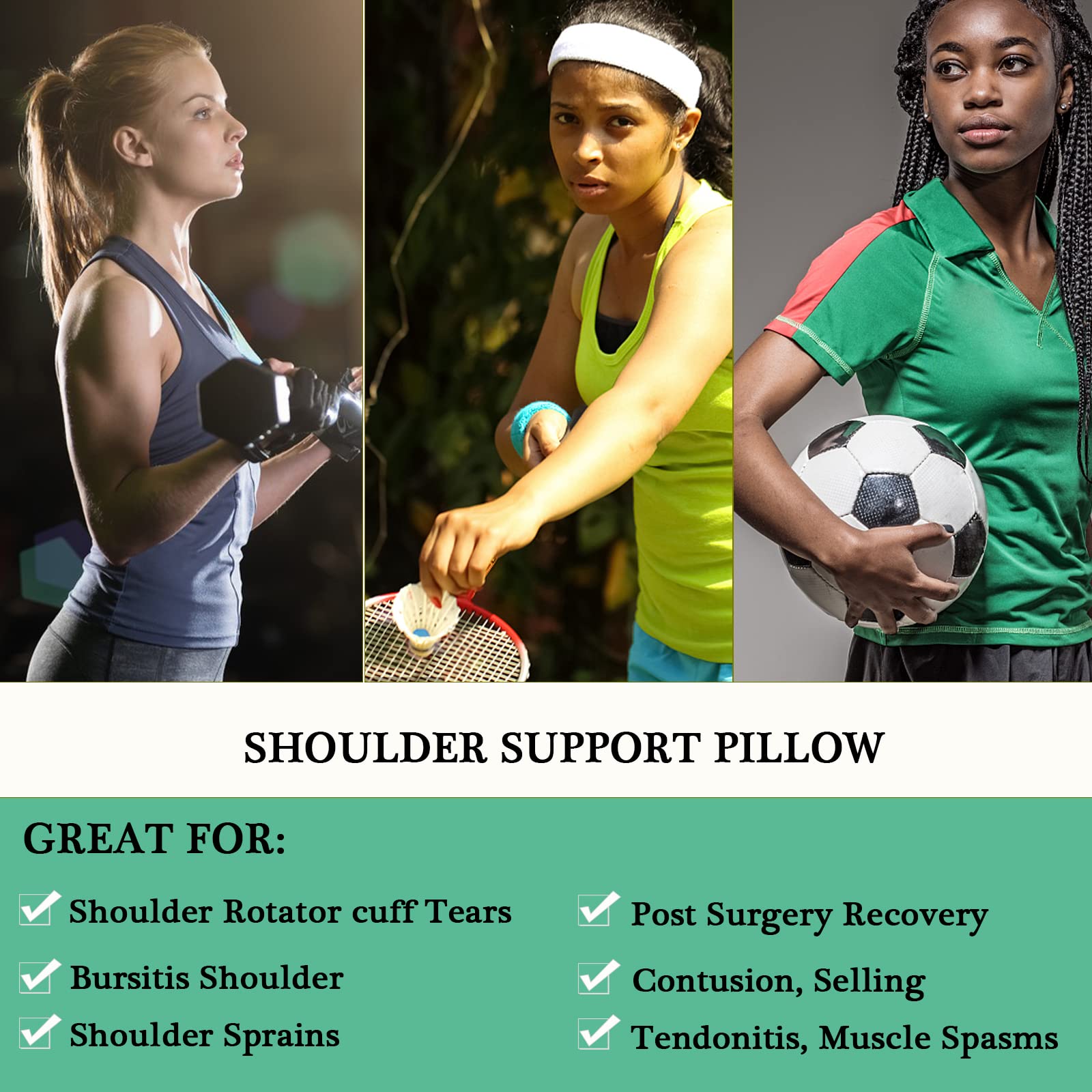 Shoulder Support Pillow for Shoulder Pain Relief - Adjustable Shoulder Pillow for After Shoulder Brace, Rotator Cuff Brace, Arm Sling - Injury Prevention and Assisting Recovery in Athletes