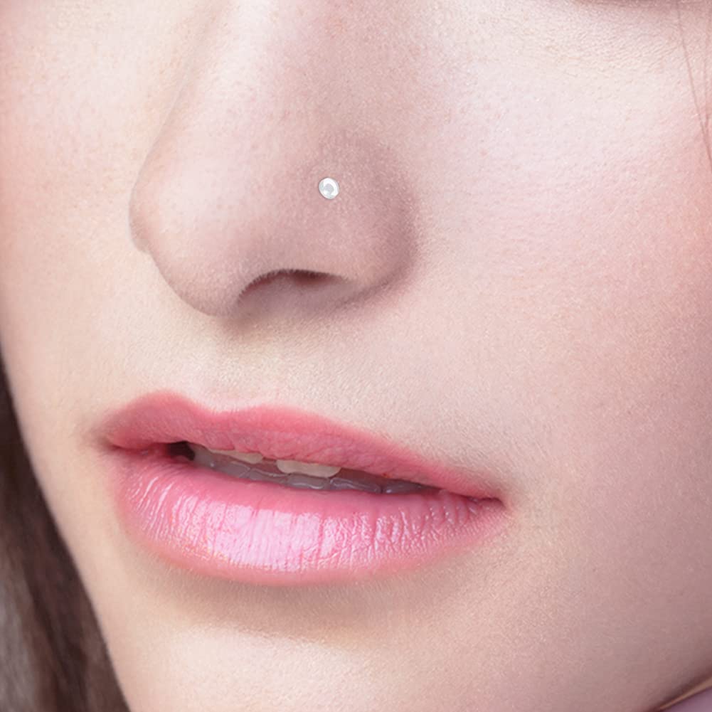 NIUSIMAN 18G Clear Nose Rings Studs Bioflex Nose Bone L Shaped Nose Rings Retainer Women Men
