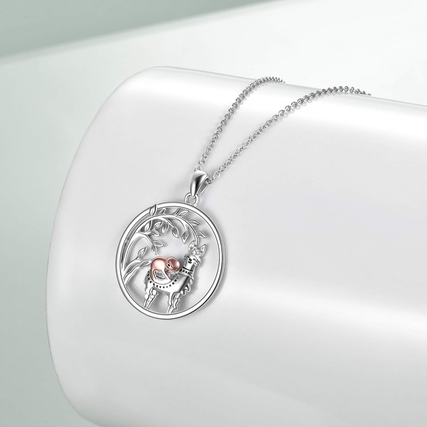 ONEFINITY Sloth Llama Necklace Sterling Silver Sloth Llama Pendant Necklaces for Women Jewelry Gifts