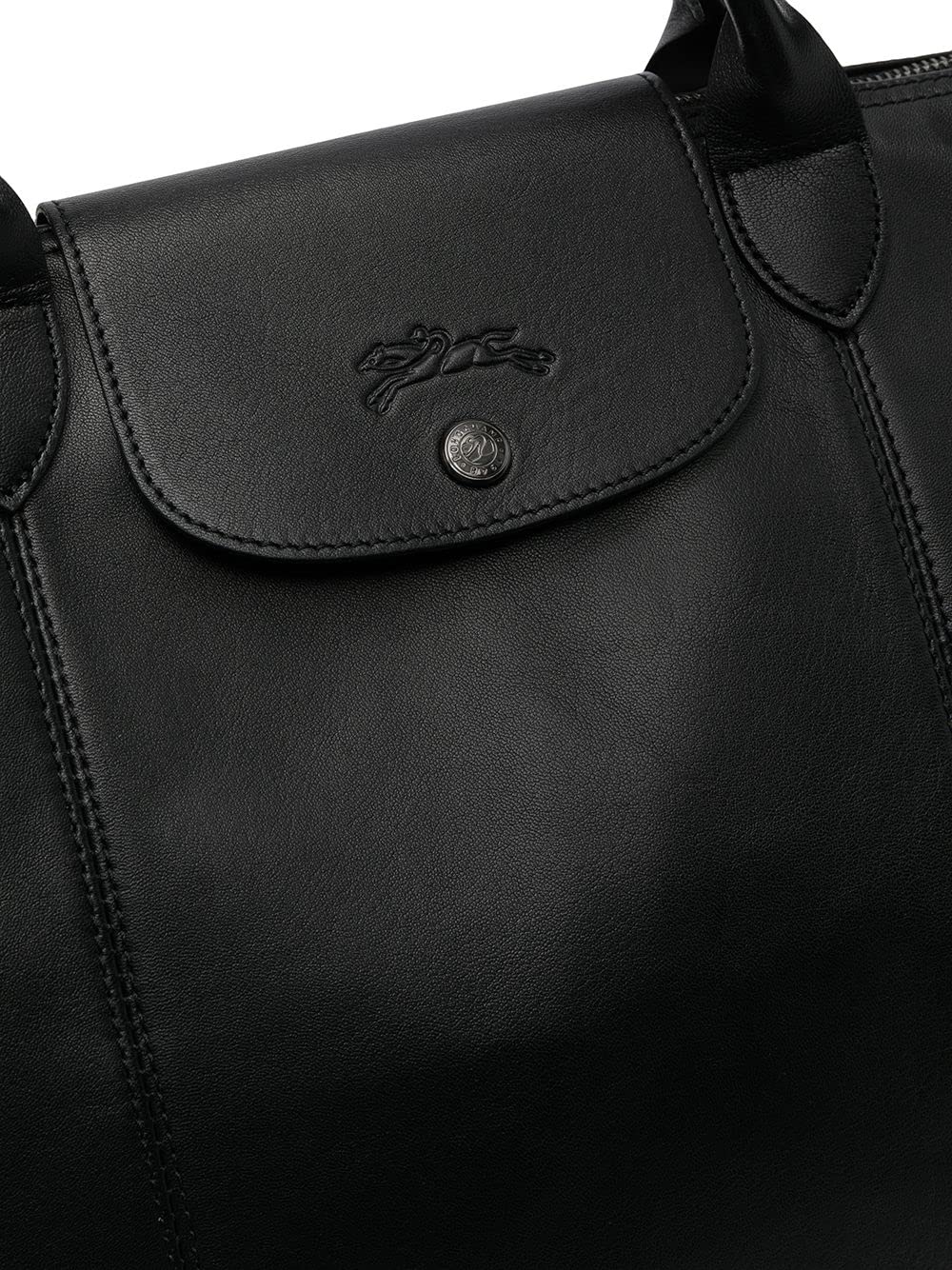 Longchamp 'Large Cuir Leather Top Handle Tote Shoulder Travel Bag, Black