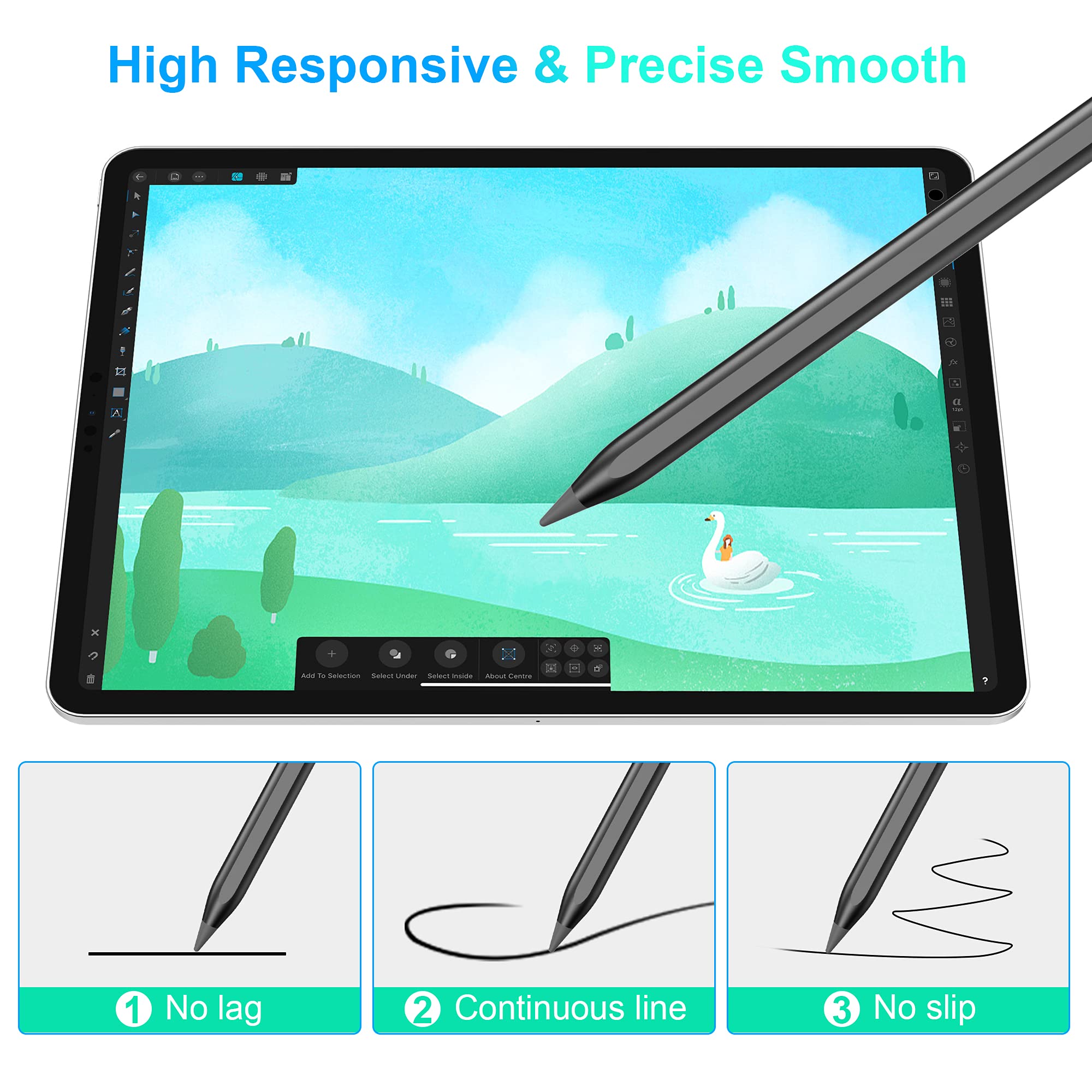 Stylus Pen for iPad with Palm Rejection, 25mins Charge, Kailfee Apple Pencil Apple Pen for iPad 2018-2023, iPad Mini 6/5th Gen, iPad Pro 11&12.9, iPad Air 3/4/5, iPad 6/7/8/9th Gen, White