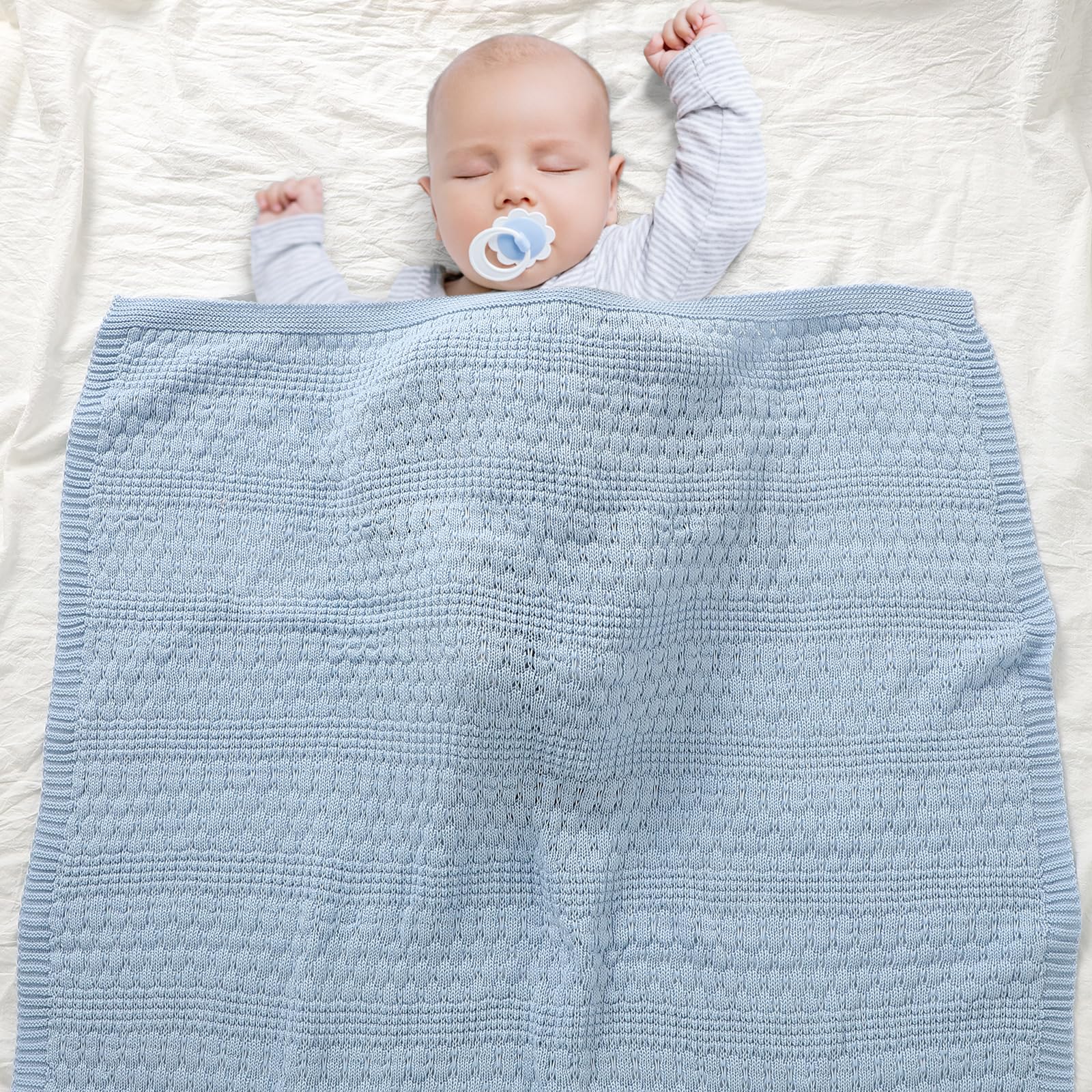 mimixiong 100% Pure Cotton Extra Soft Cellular Baby Blankets for Newborn Baby Size 30 x 40 inches Beige