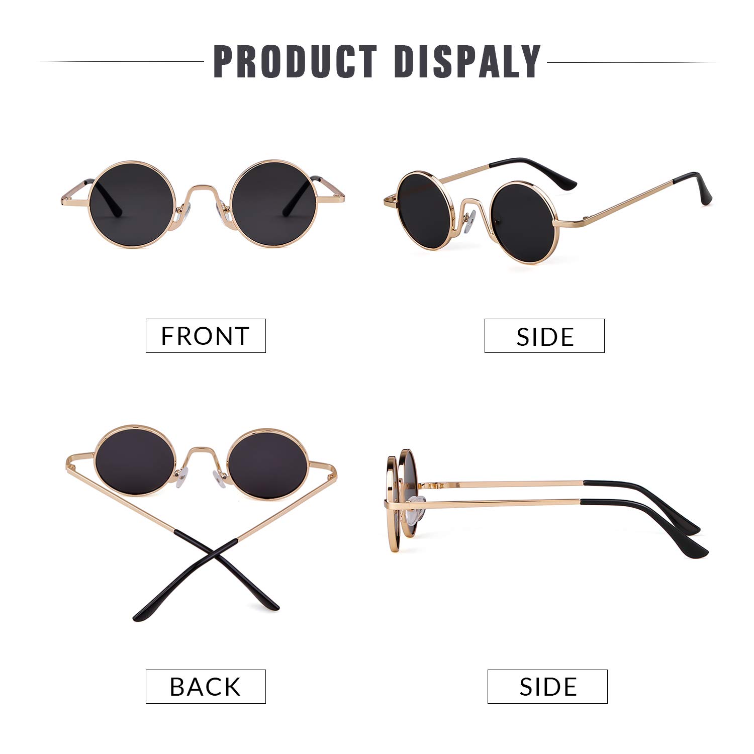 SORVINO Retro Small Round Sunglasses for Men Women Vintage Style Metal Frame