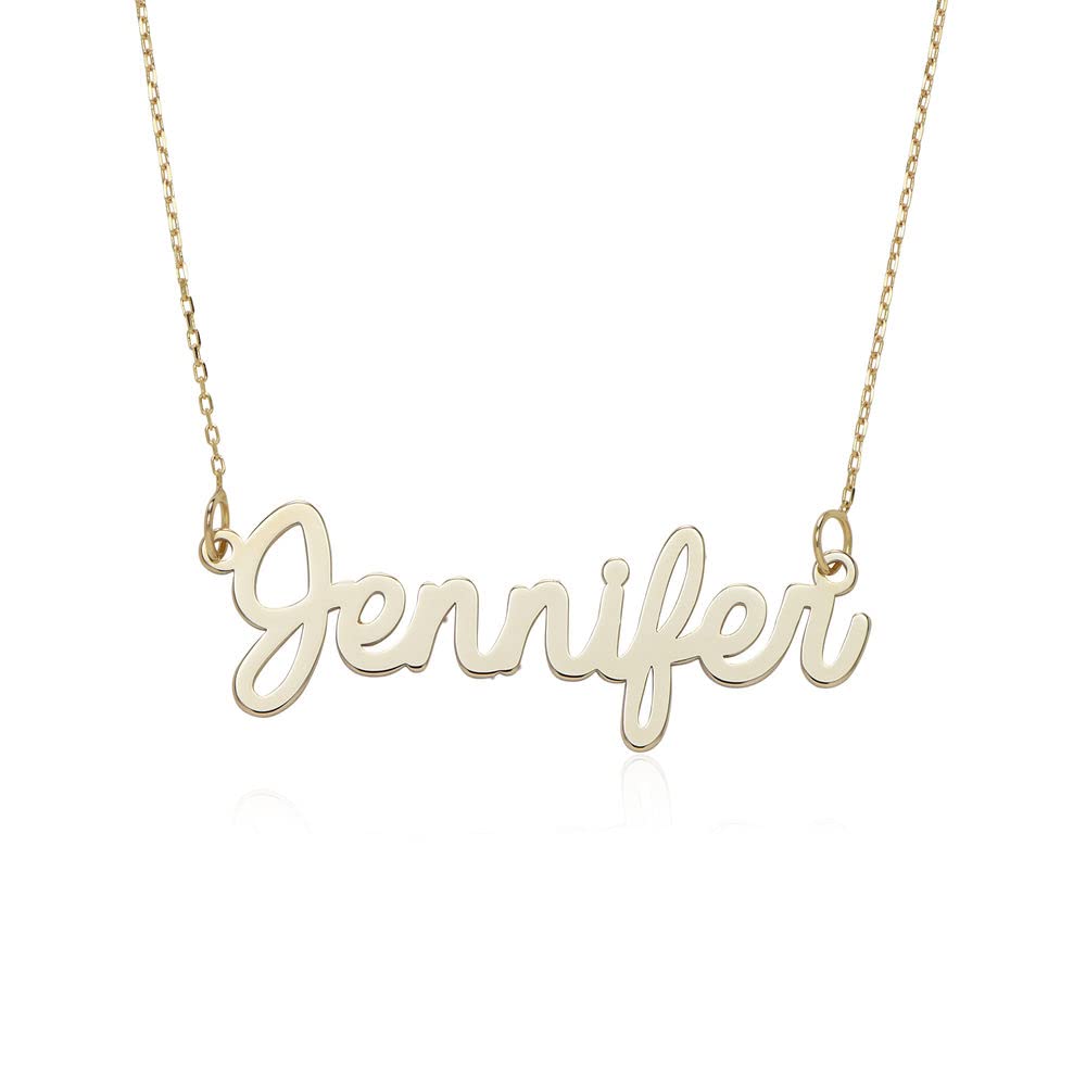 MYKA - Personalized Cursive Name Necklace - Custom Made Precious Metals - Nameplate for Christmas, Birthday, Mother's Day - Gift for Her, Women (10k Yellow Gold)