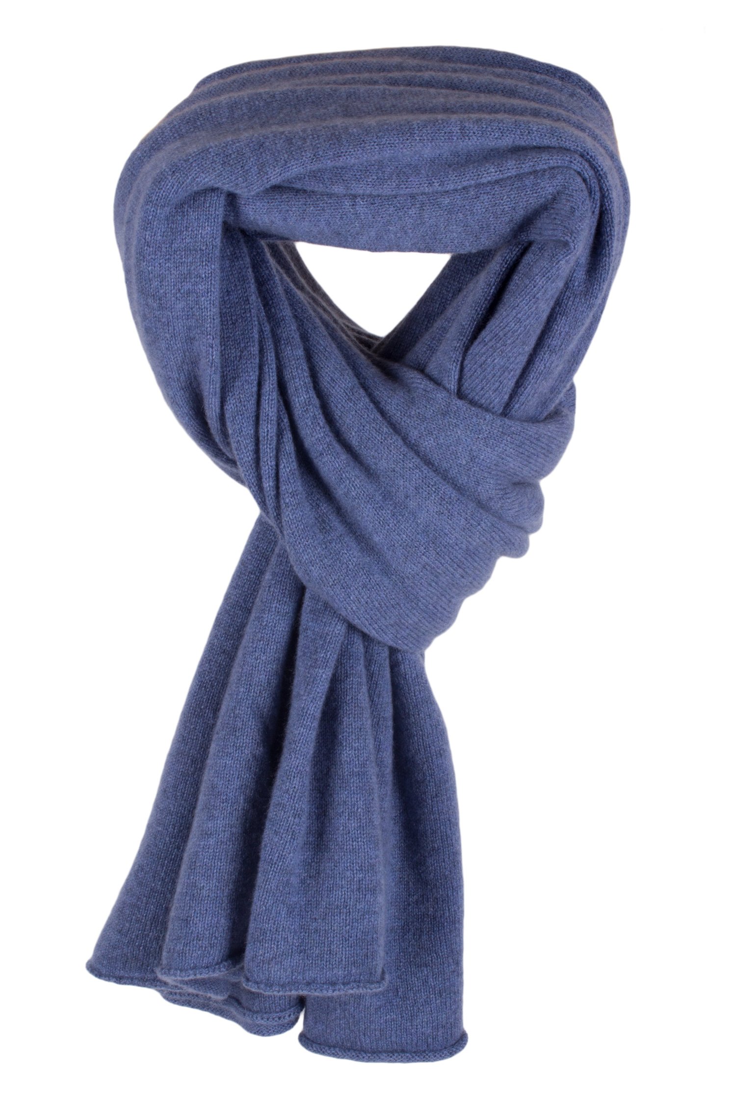 Love Cashmere Women's 100% Cashmere Wrap Scarf - Denim Blue - hand made in Scotland RRP $350