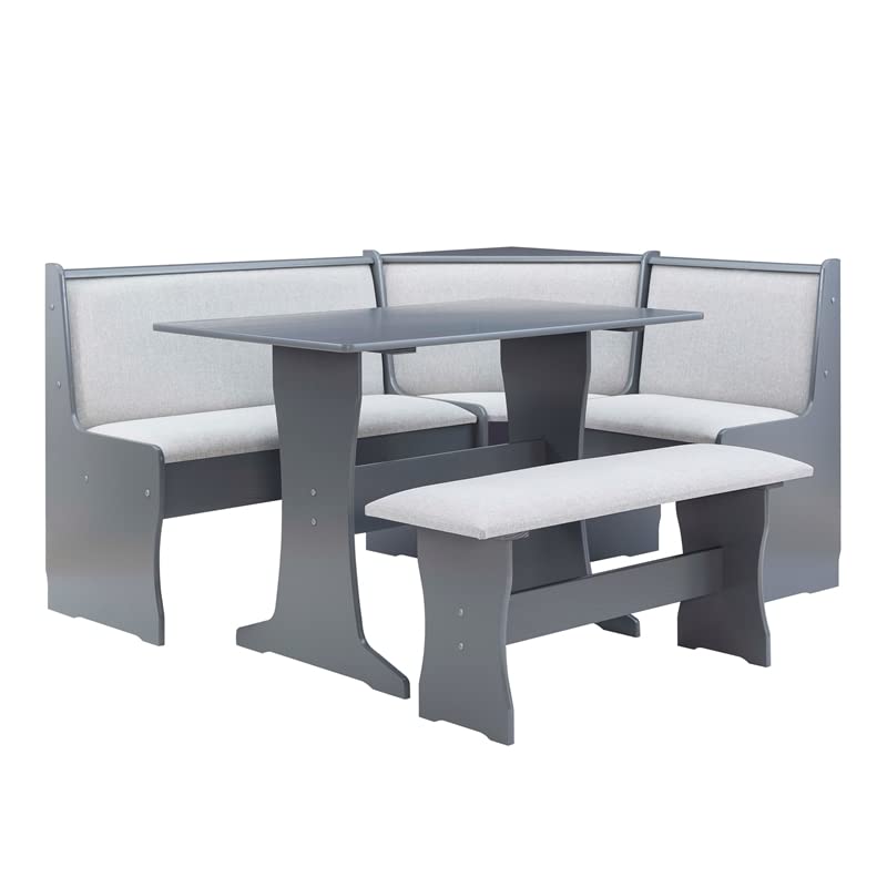 Linon Sanford Wood Storage Dining Nook in Gray