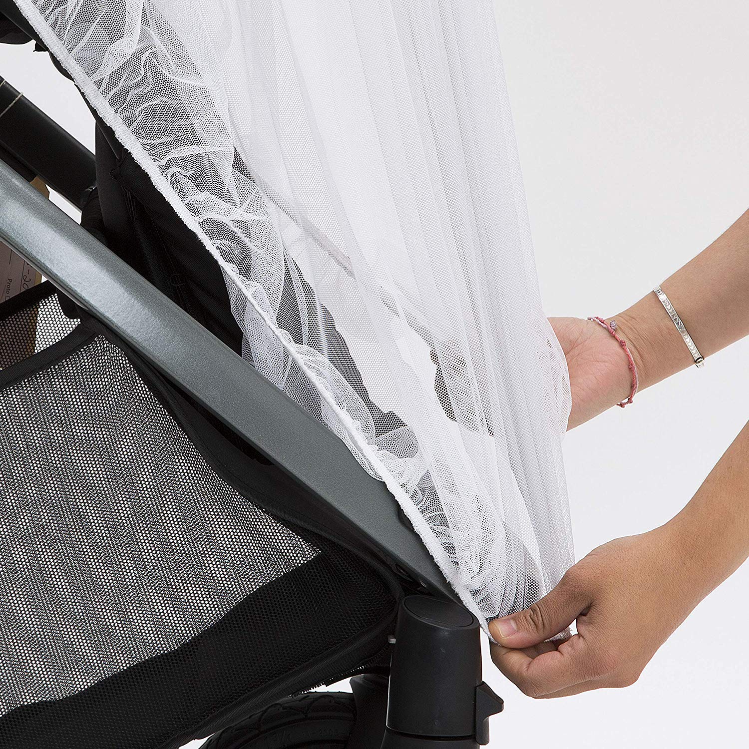 METCRY Baby Mosquito Net for Stroller,Insect Bug Netting for Strollers Infant Carriers, Car Seats, Cradles, White(2 Pack,Universal Size)