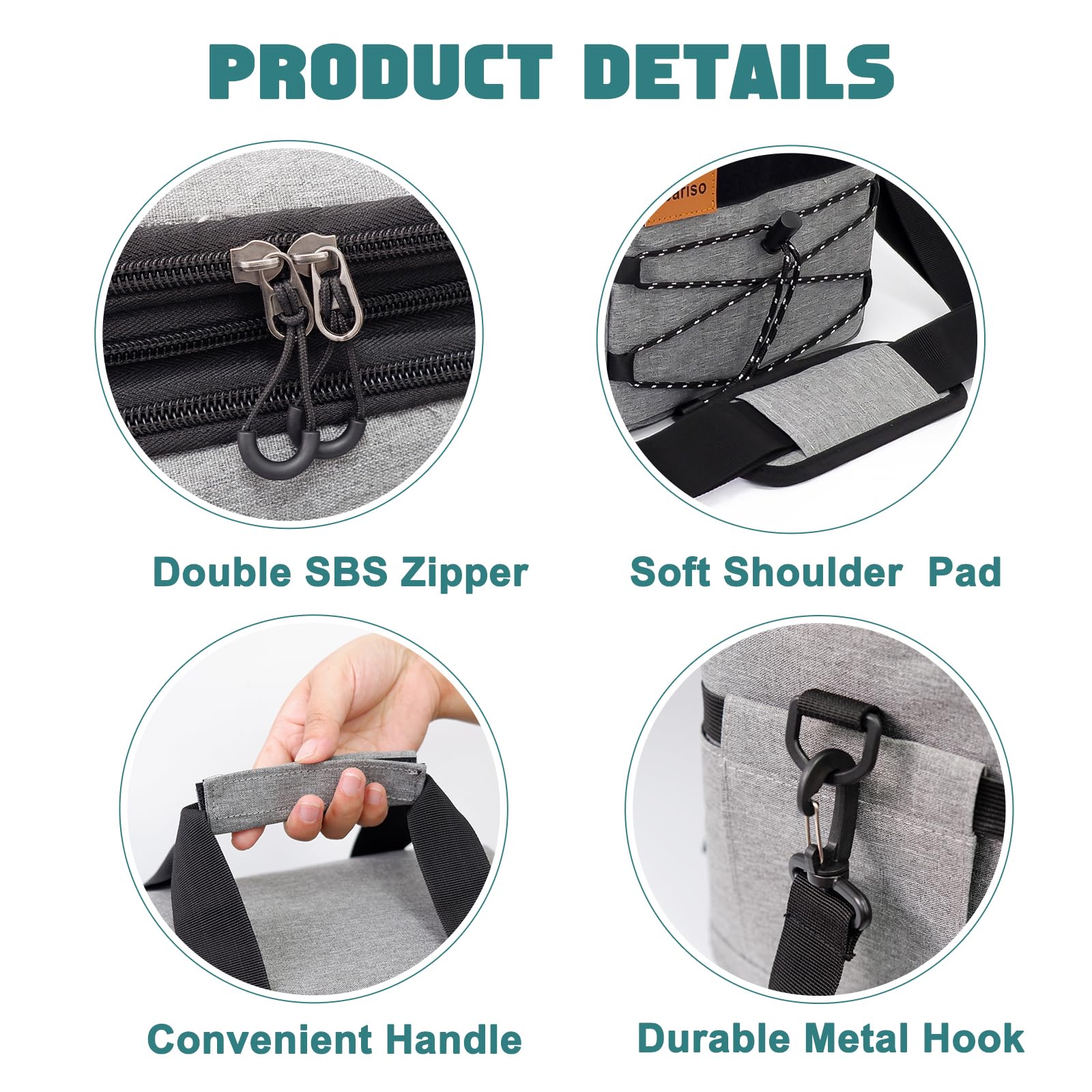 Lunch Bag for Women/Men,2-Tier Reusable Insulated Lunch Box with Adjustable Shoulder Strap, Leakproof Tote Bag Organizer for AdultsTactical Simple Modern Cooler Lunch Box for Work Picnic,Gray