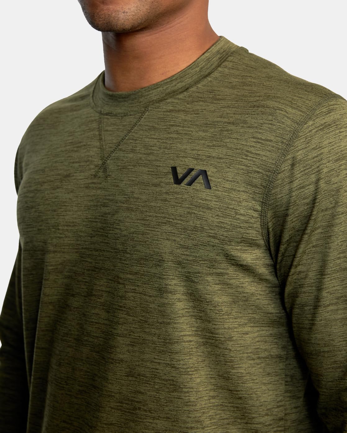 RVCA Mens Sport Long Sleeve Crewneck Tee - Tri Balance (Black, Large)