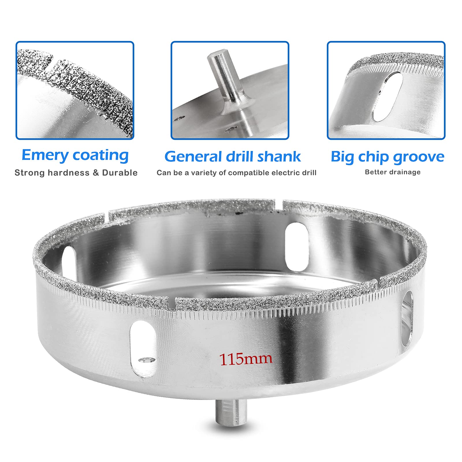 Luomorgo 115mm/4 1/2 inch Diamond Hole Saw, 1.1 inch Cutting depth Diamond Diamond Drill Bits for Glass Ceramic Marble Porcelain Tile Granite Quartz Gemstone