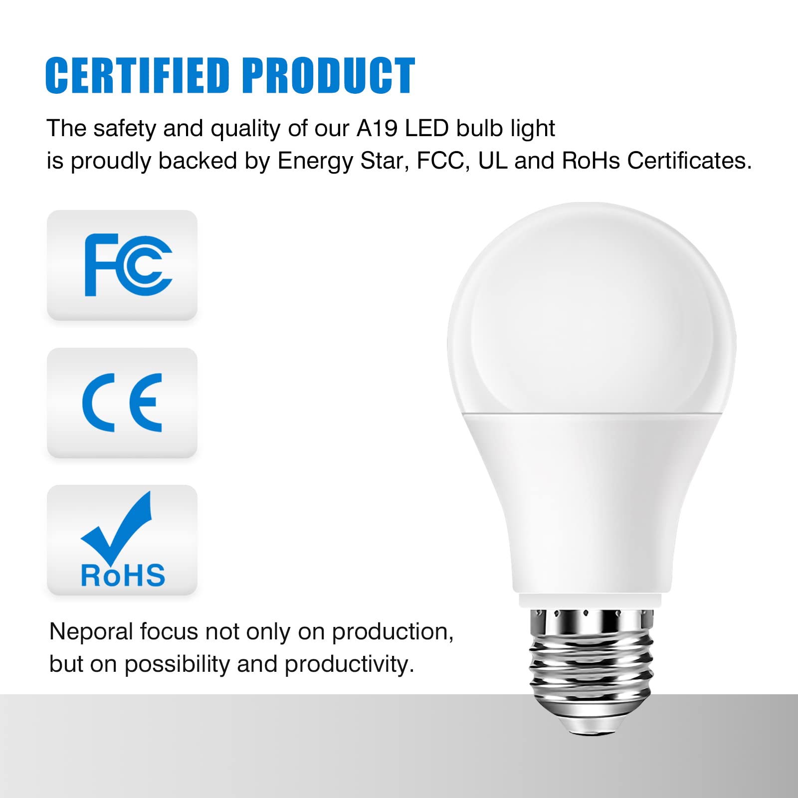 Neporal Full Spectrum Light Bulb 3 Brightness Cool White Happy Light Bulbs Natural Sunlight Bulbs Sunlike Light Bulb A19 6000K E26/E27 Pack of 3