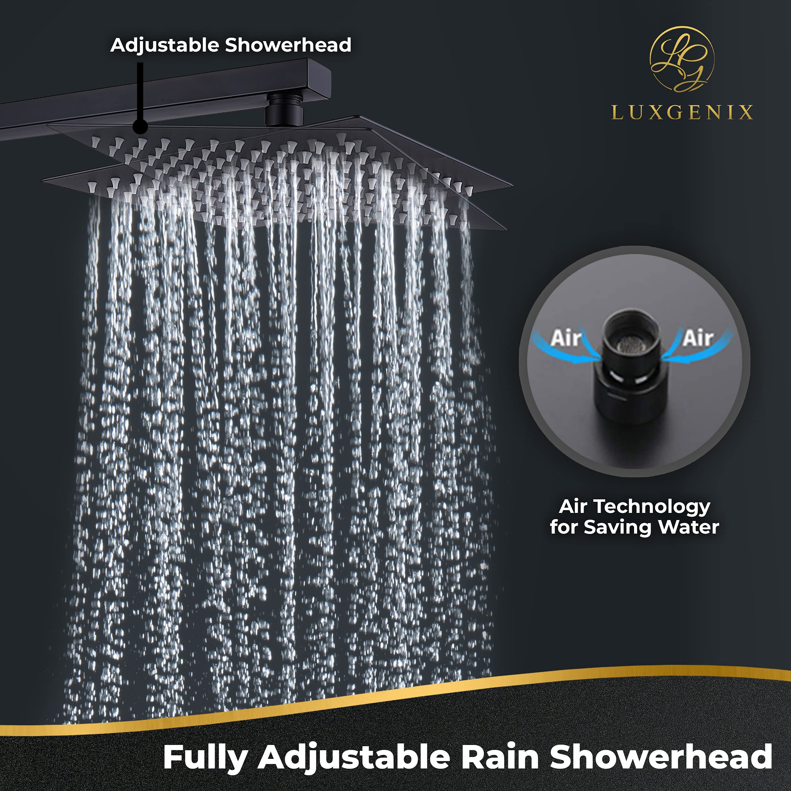 Rain Shower Head - Black Shower Head and Handle Set - Rain Shower Head with Handheld - 10 Inch Matte Black Shower Head - Black Shower Faucet Set - Matte Black Shower System -Matte Black Shower Fixture