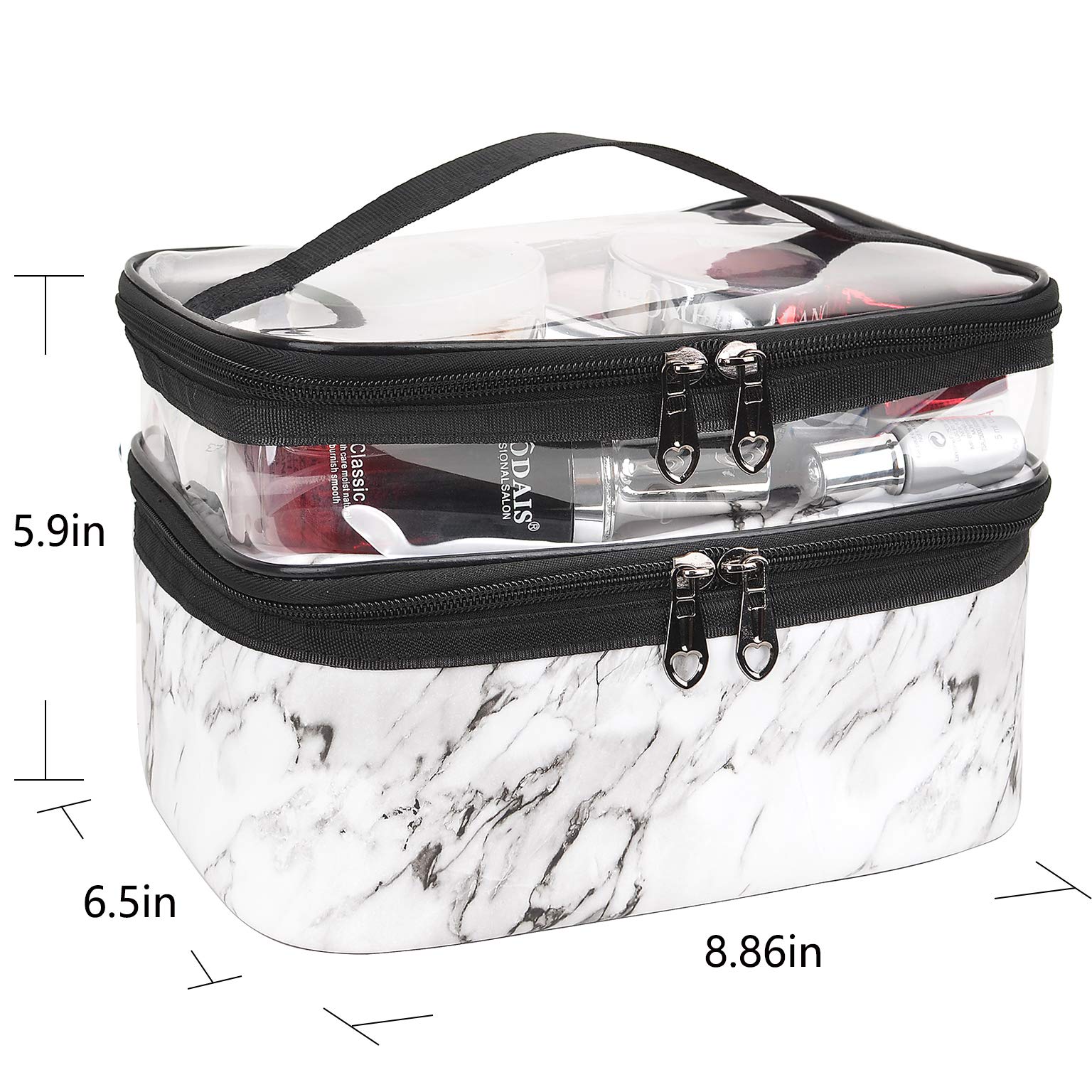 MKPCW Makeup Bag Double layer Travel Cosmetic Case Make up Organizer Toiletry Bag (Pink)